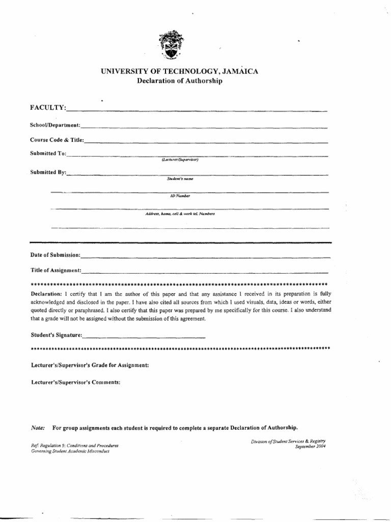 Declaration of Authorship | PDF