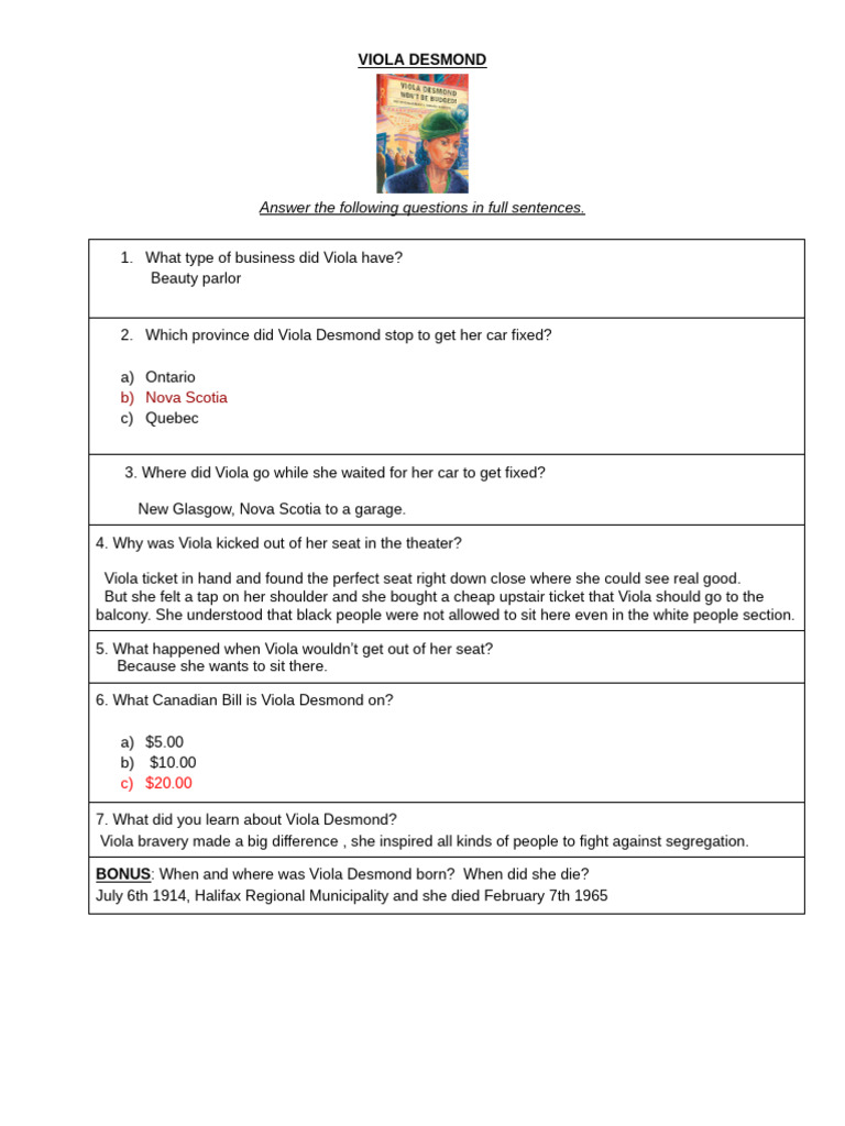 Viola Desmond: A Legacy of Bravery | PDF