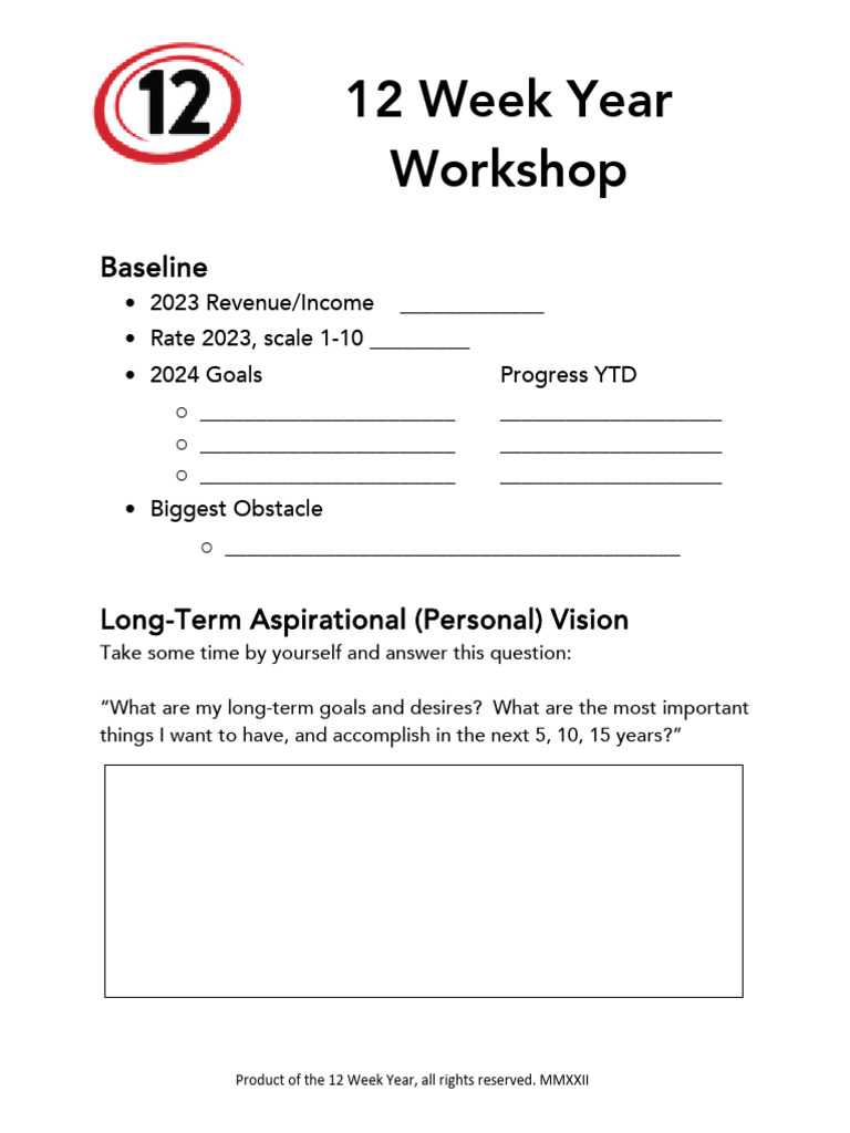 Handout 12 WY Workshop 2024 | PDF | Goal | Psychology