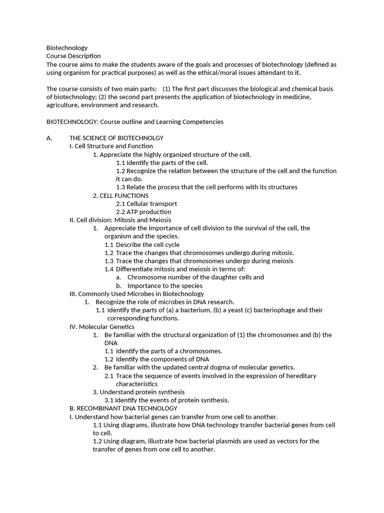 Biotechnology (1) Quarter 1 G8 | PDF | Molecular Cloning | Genetic ...