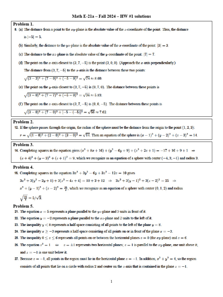 HW 1 Solutions | PDF | Mathematical Analysis | Euclidean Geometry