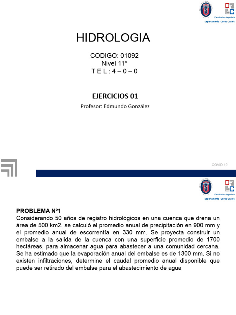 Ejercicios Hidro 01 2022 | PDF | Ciencias de la Tierra | Hidrología