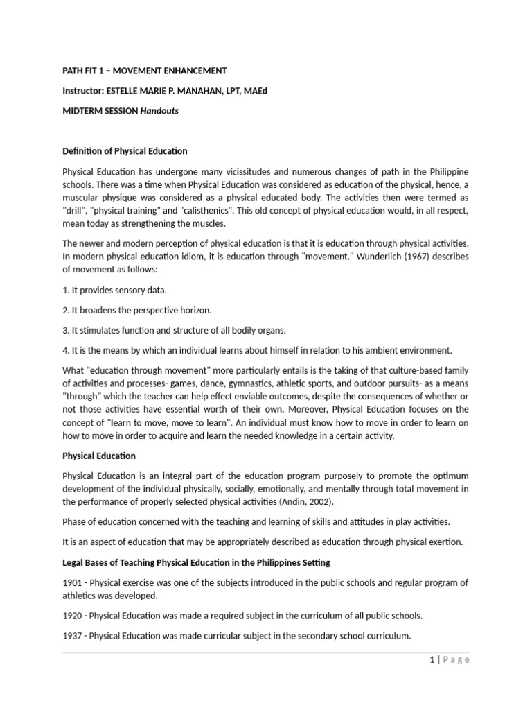 Path Fit 1 Lesson | PDF | Foods | Strength Training