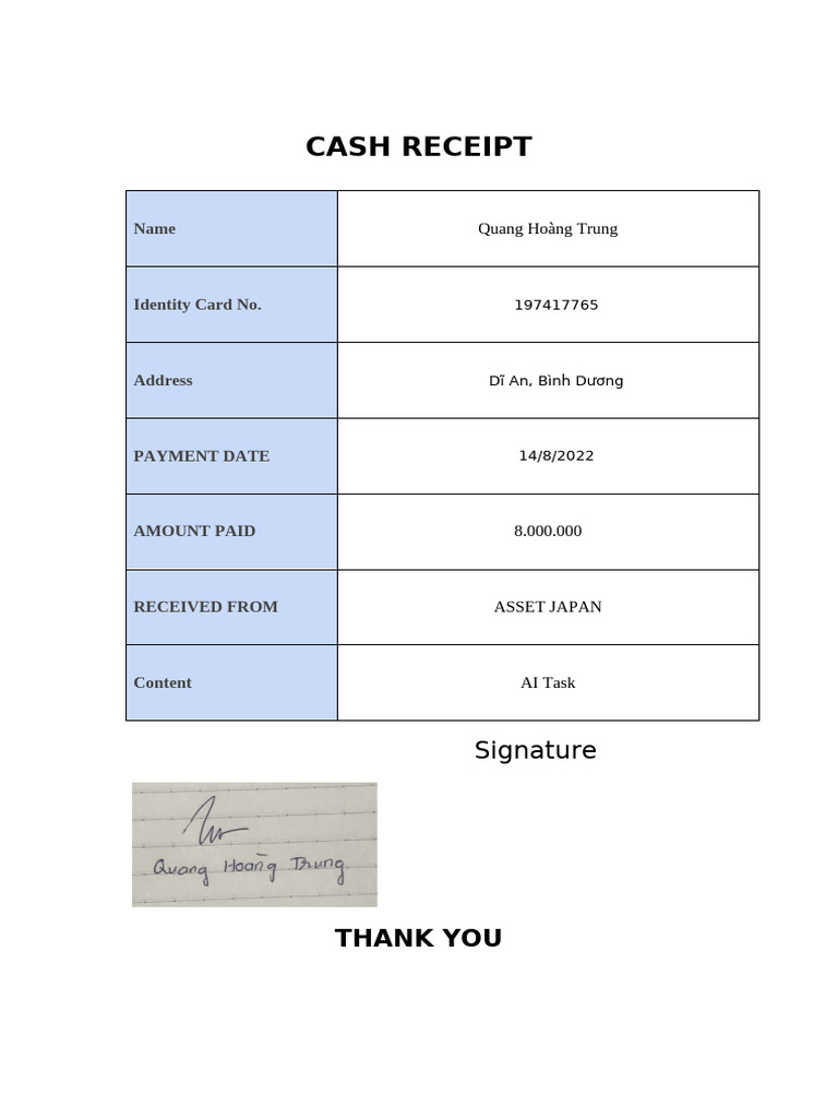 Cash receipt | PDF