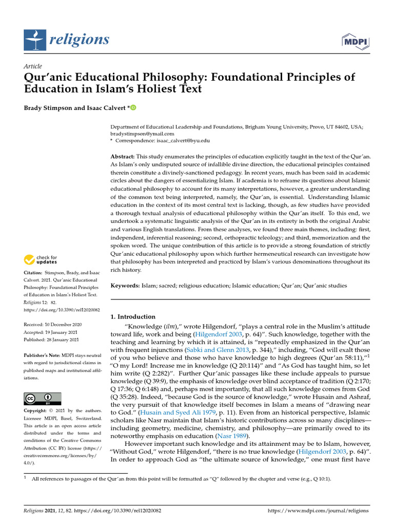 Quranic Educational Philosophy | PDF | Quran | Islam