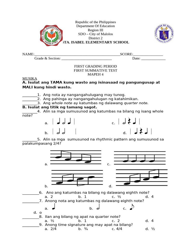 Q1 1ST Summative Test Rona | PDF