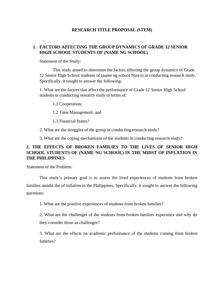 Research Title Proposal | PDF | Teachers | Stress (Biology)