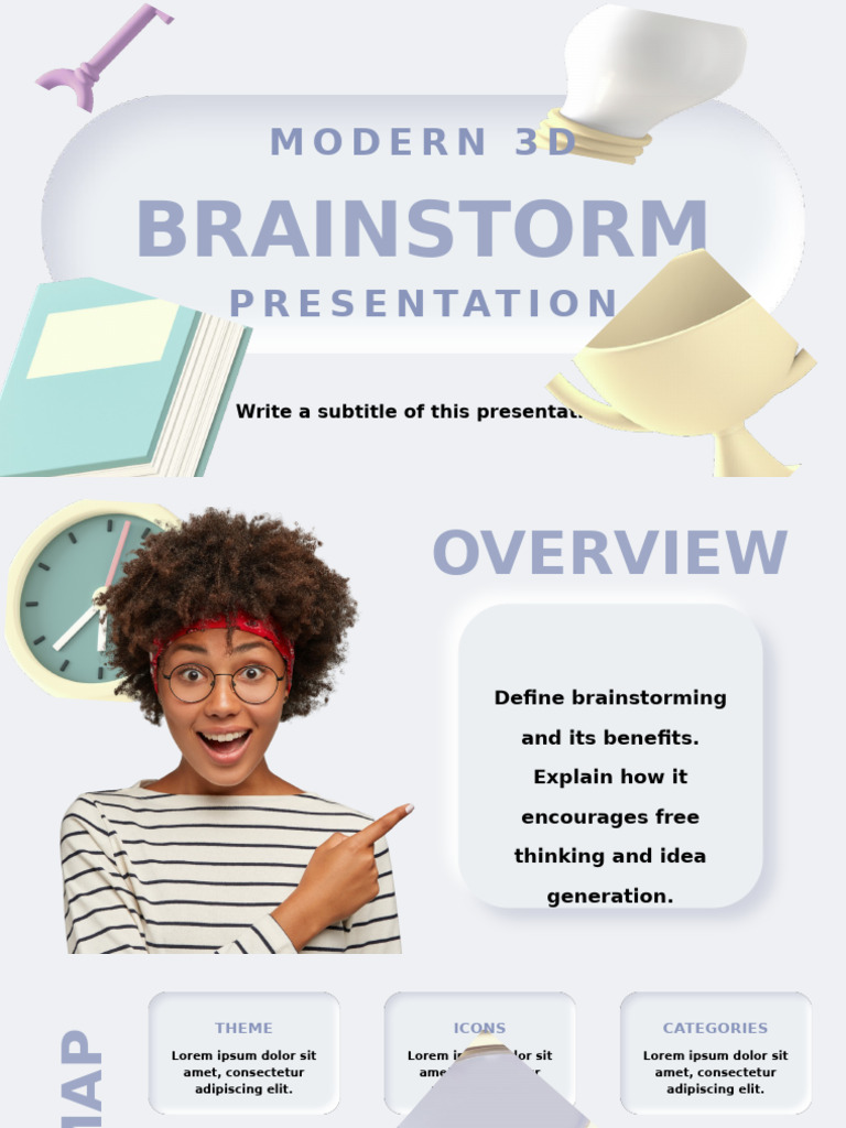 Modern Neumorphism 3D Brainstorm Presentation | PDF | Brainstorming ...