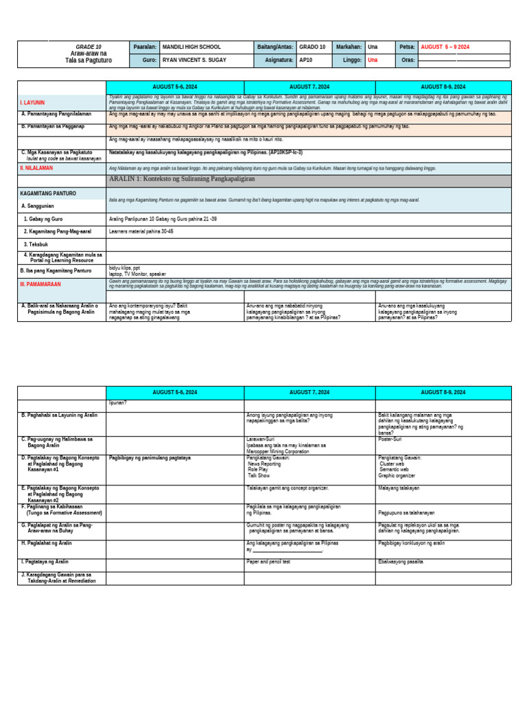 DLL Ap 10 Week 2 | PDF