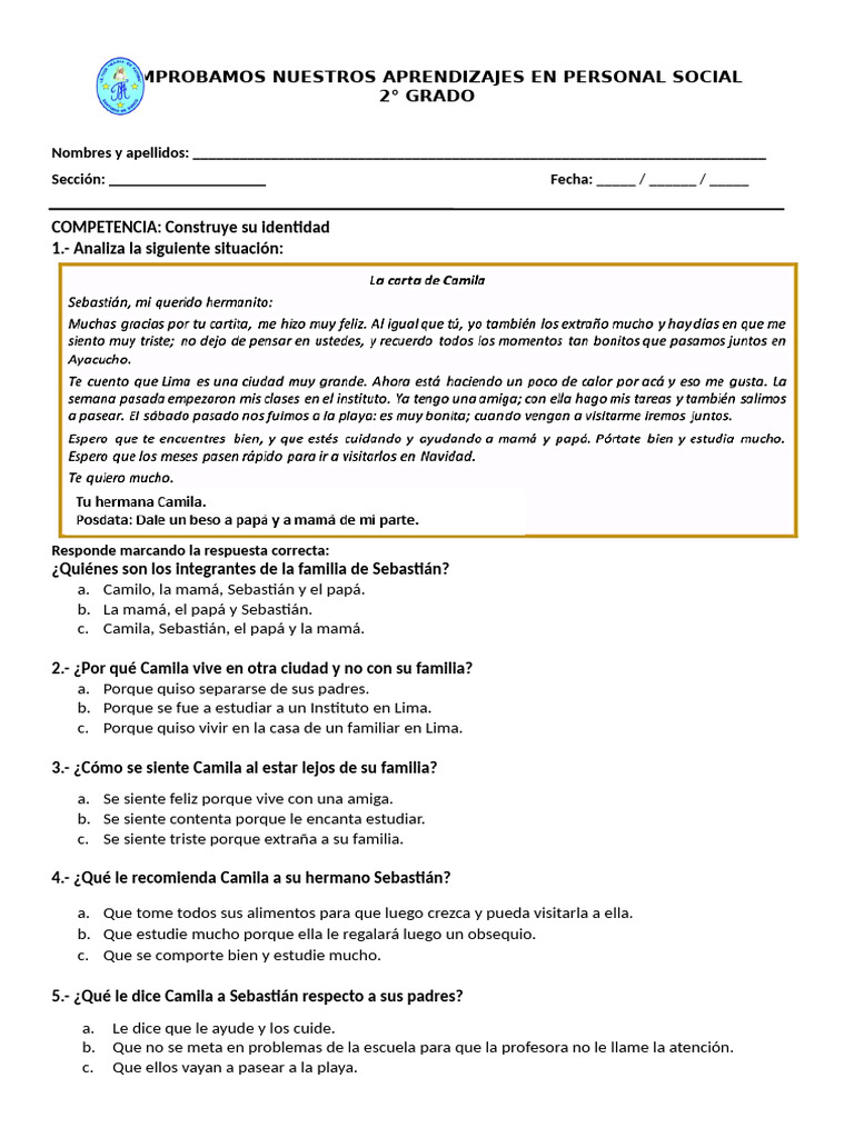 COMPROBAMOS NUESTROS APRENDIZAJES EN PERSONAL SOCIAL 3er | PDF | Alimentos | Agricultura