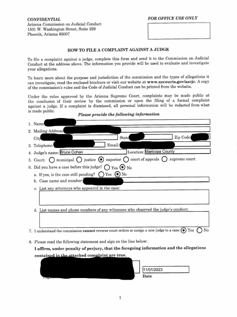 Judge Bruce Cohen Judicial Council Complaint | PDF