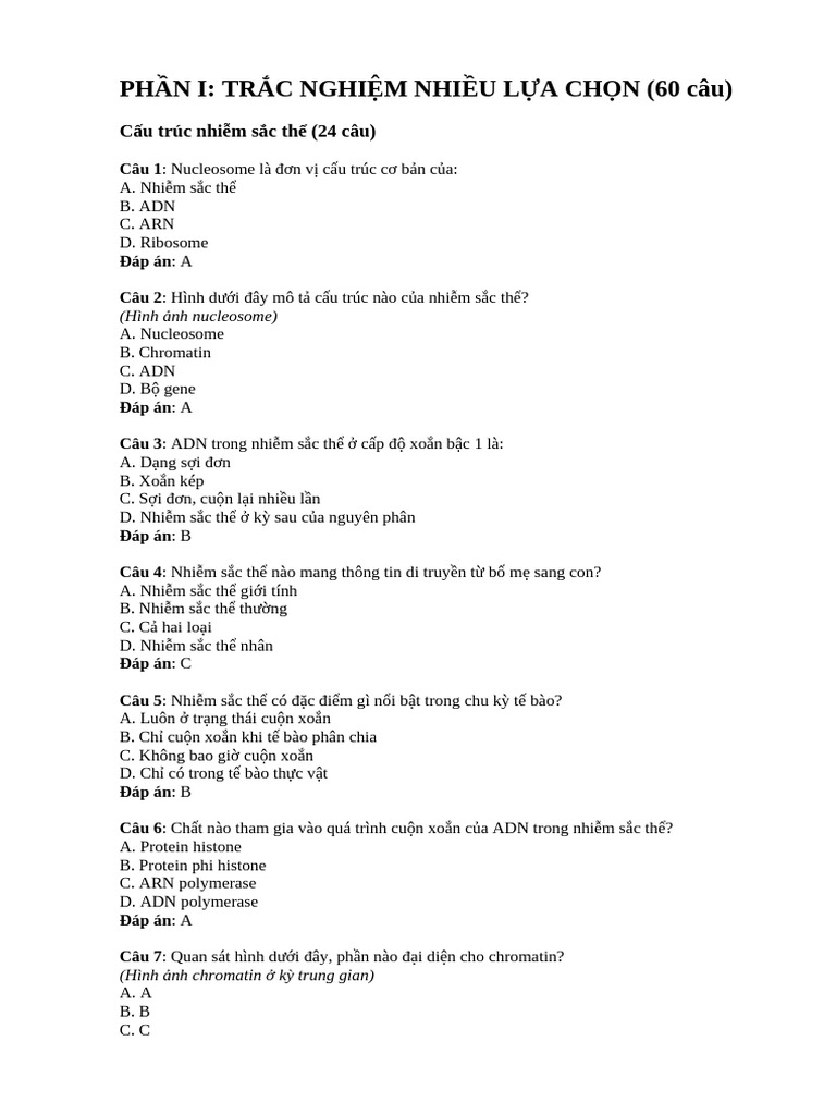 100 Câu NST, ĐB NST | PDF