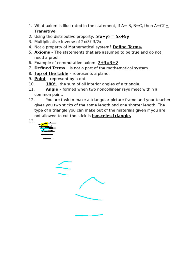Transitive 5 (X+y) 5x+5y Define Terms. Axioms 2+3 3+2 Defined Terms Top ...