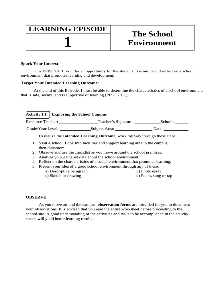 Learning Episodes 1 To 5 | PDF | Learning | Classroom