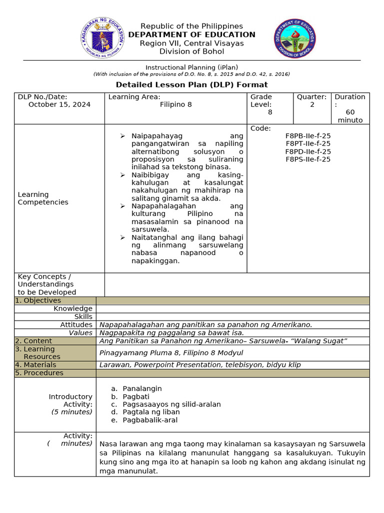Department of Education: Republic of The Philippines Region VII ...