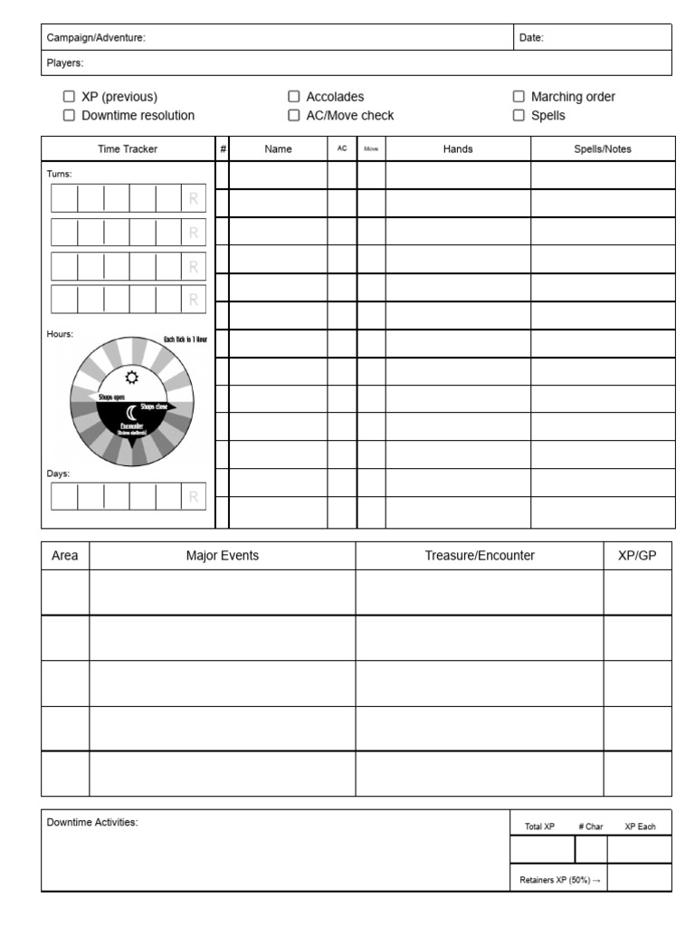 Campaign Adventure Referee Sheet | PDF