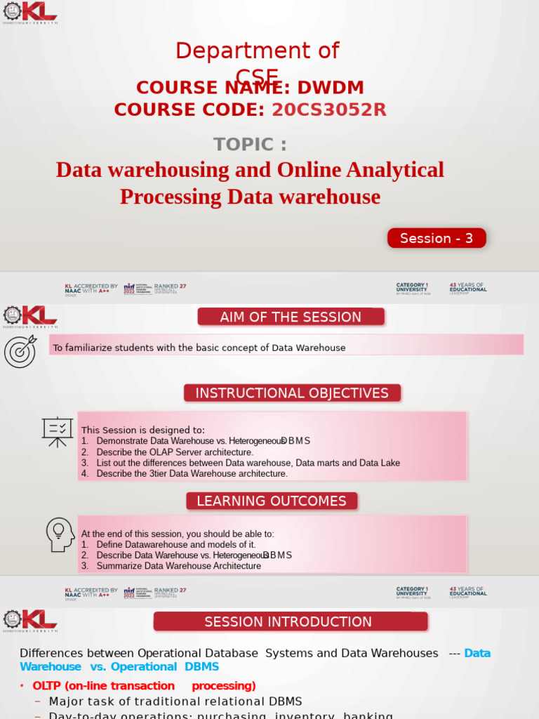 DMDW Co1 Session 3 | PDF | Data Warehouse | Databases