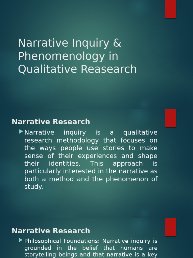 Narrartive Inquiry & Phenonomenology in Qualitative Research | PDF ...