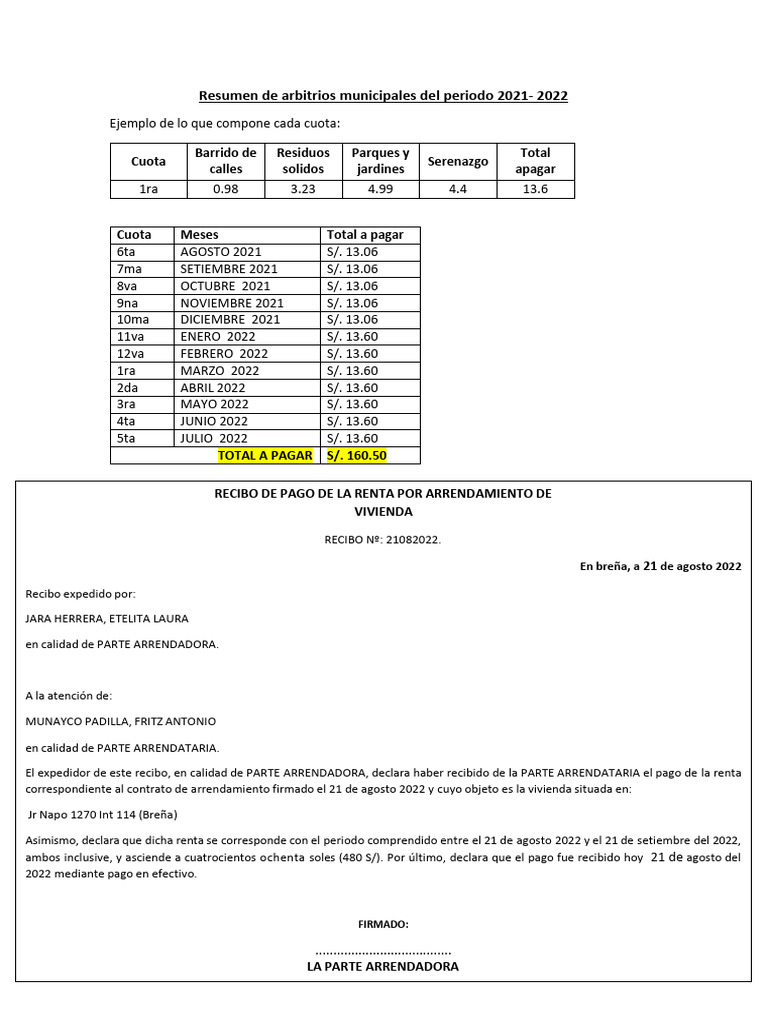 Recibo de Pago de La Renta Por Arrendamiento de Vivienda | PDF | Tecnología