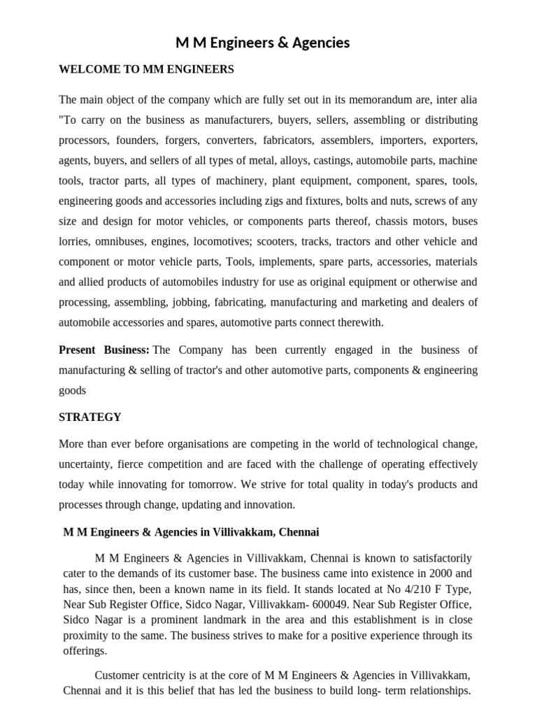MM ENGINEERS Company Profile | PDF | Tractor | Bus