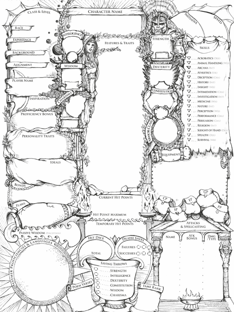 Odyssey Character Sheets v1 Printer Friendly | PDF
