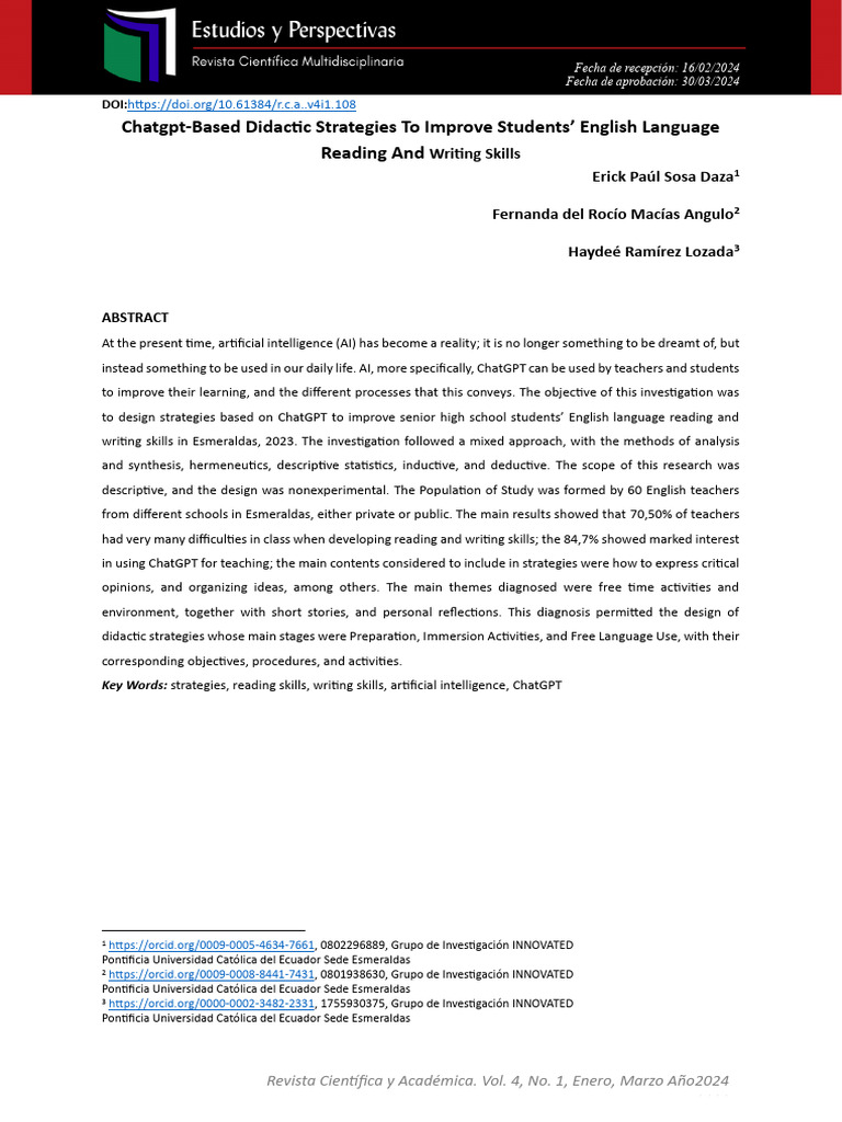 Chatgpt-Based Didactic Strategies To Improve Students' English Language ...