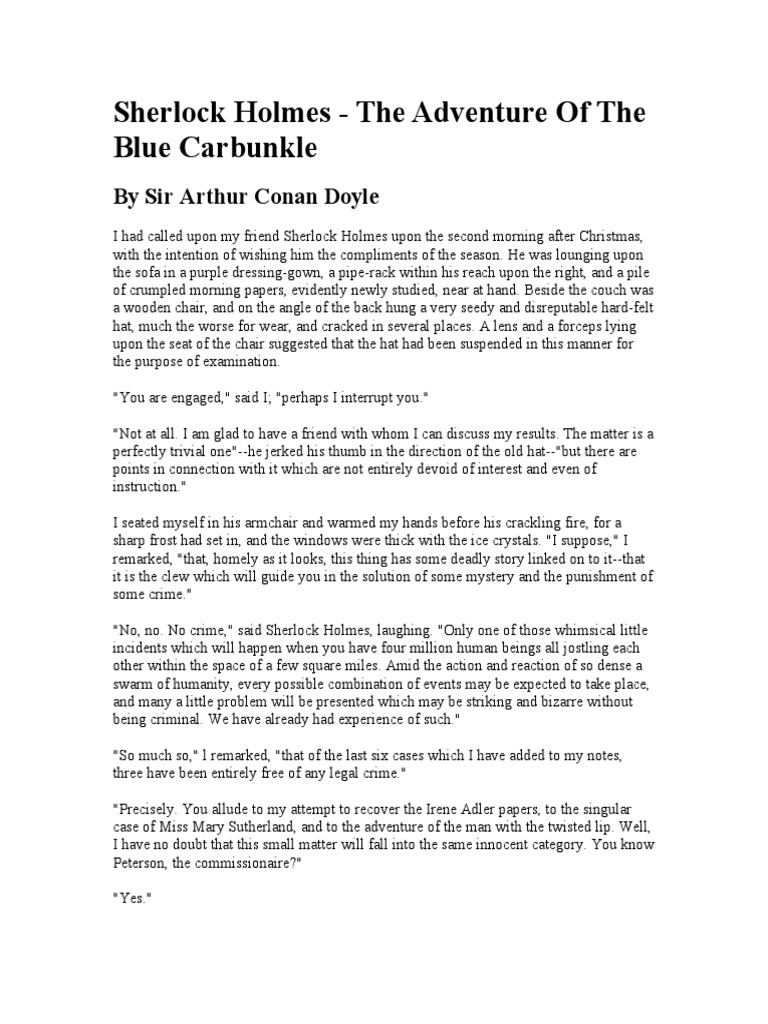 The Adventure of the Blue Carbuncle | Nature