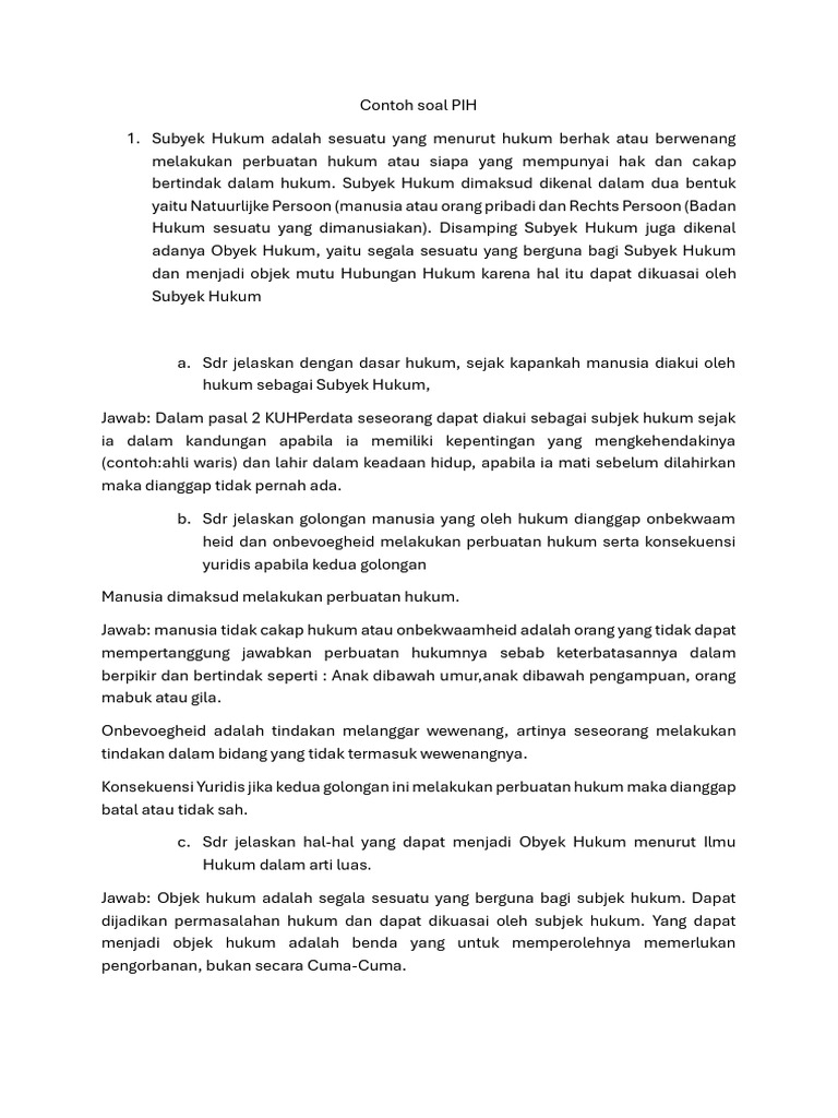 PIH Contoh Soal | PDF | Ilmu Sosial