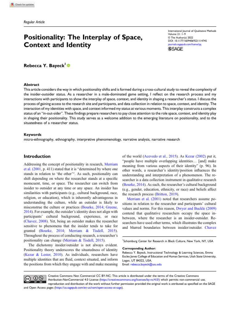 Bayeck 2022 Positionality The Interplay of Space Context and Identity ...