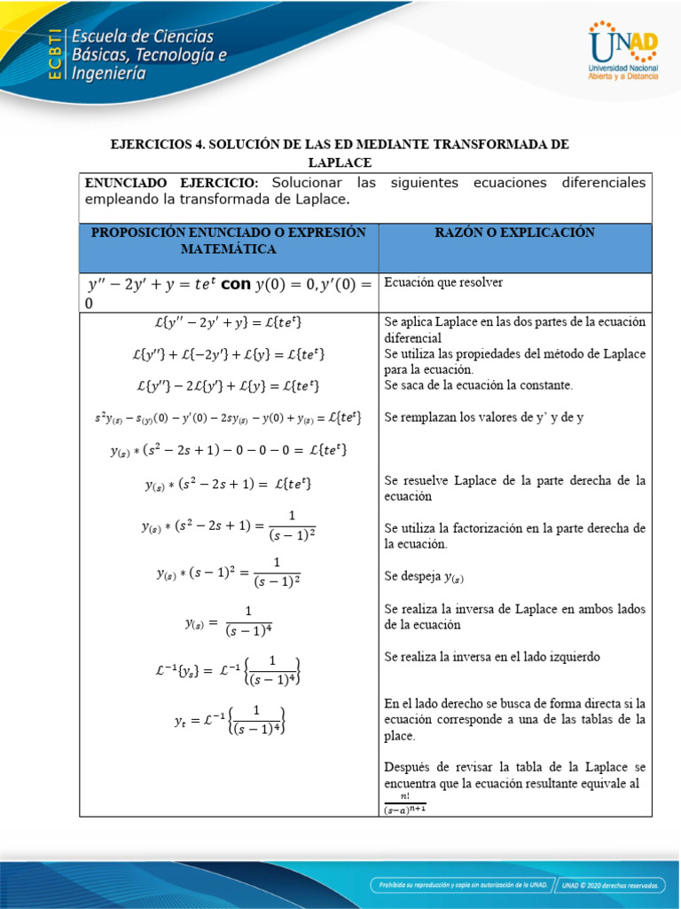 Ejercicio 3c y 4c Ecuaciones Diferenciales | PDF | Ecuaciones | Transformada de Laplace