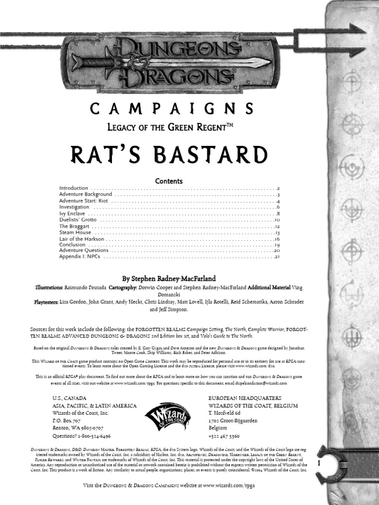 LGR08 - Rats Bastard | PDF | Dungeons & Dragons | Wizards Of The Coast