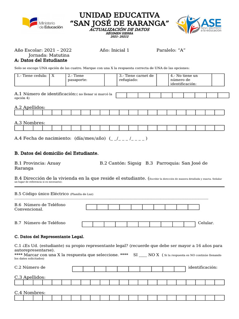 Ficha de Datos Estudiantiles - Copia | PDF