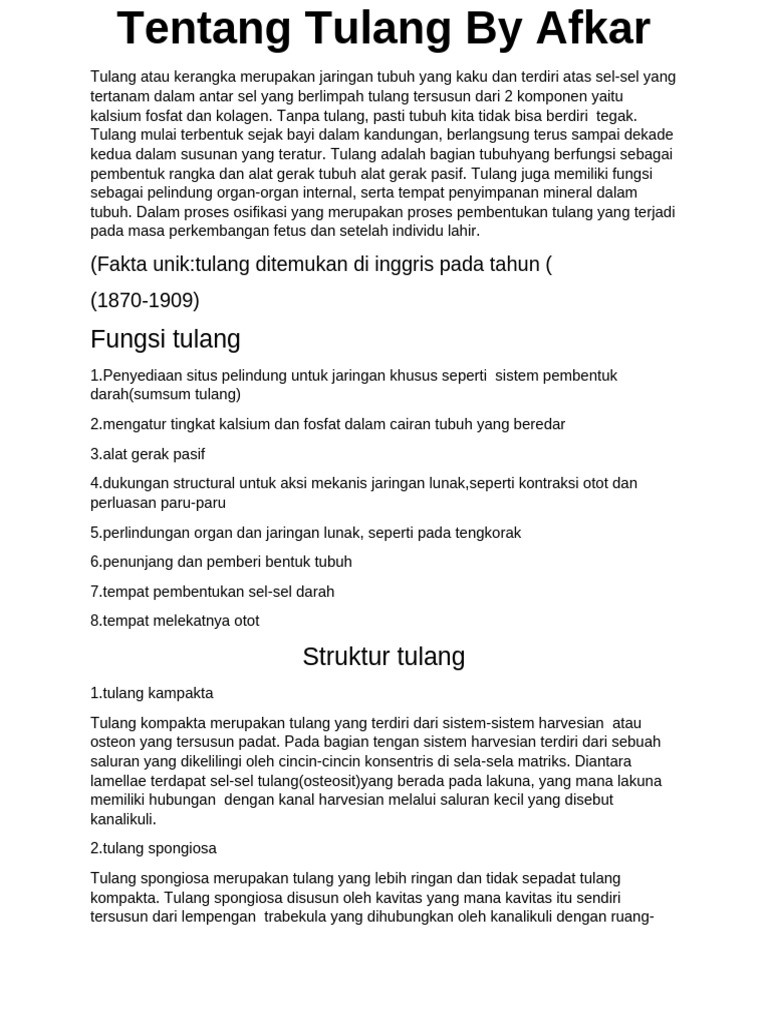 Tentang Tulang by Afkar | PDF