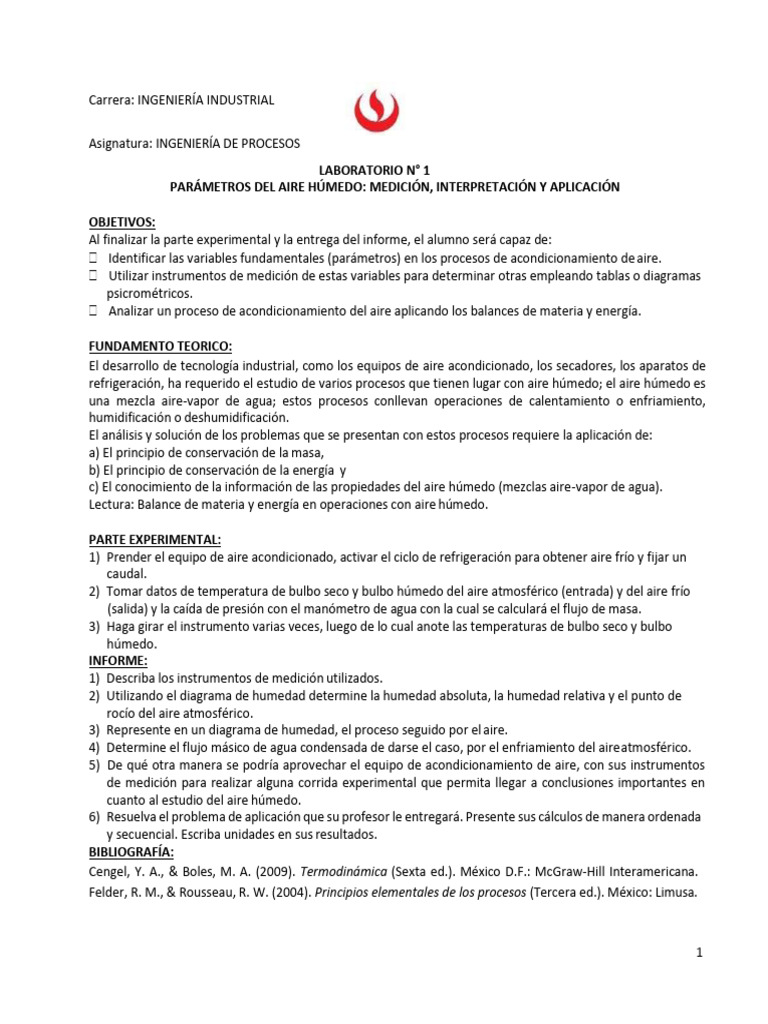 LAB 3 ING.PROCESOS | PDF | Aire acondicionado | Humedad