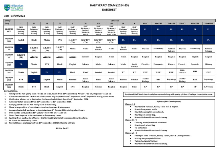 HALF YEARLY EXAM (2024-25) | PDF