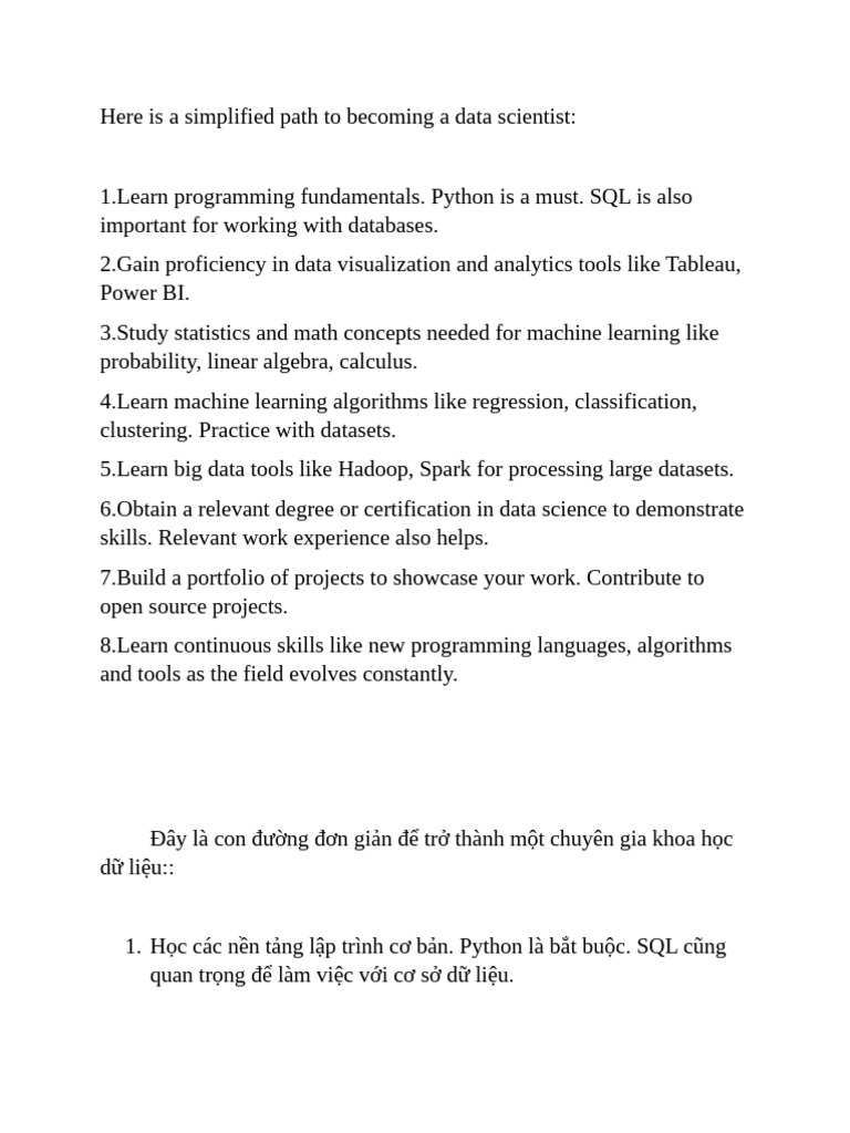 Here Is A Simplified Path To Becoming A Data Scientist | PDF