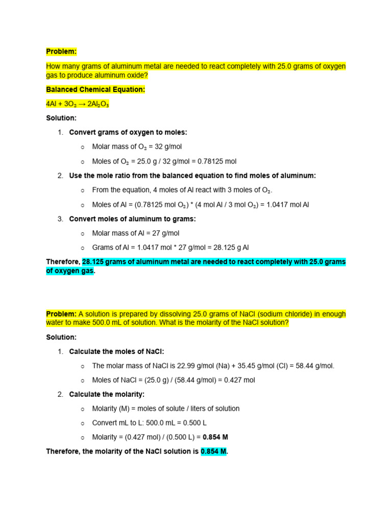 ANACHEM Computation Solutions | PDF | Mass Concentration (Chemistry ...