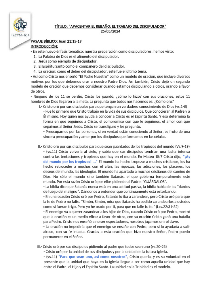 Apacentar - El Trabajo Del Discipulador | PDF | Cristo (título) | Oración