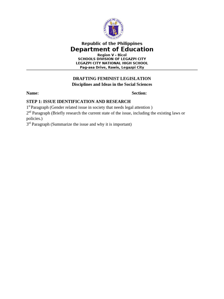 Drafting Feminist Legislation Template | PDF