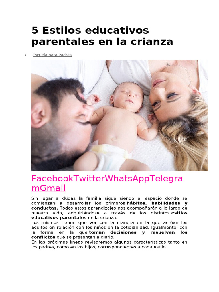 5 Estilos educativos parentales en la crianza | PDF | Comportamiento | Adultos