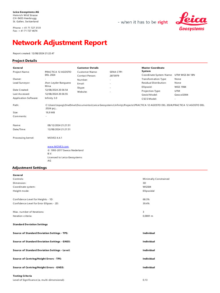 reportePRACTICA 12 AGOSTO DEL 2024 Network Adjustment Report | PDF | Geographic Data And ...