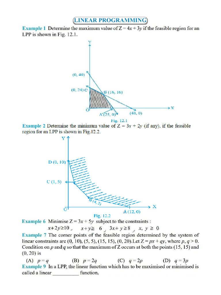 CH 12. LPP Exemplar Problems | PDF