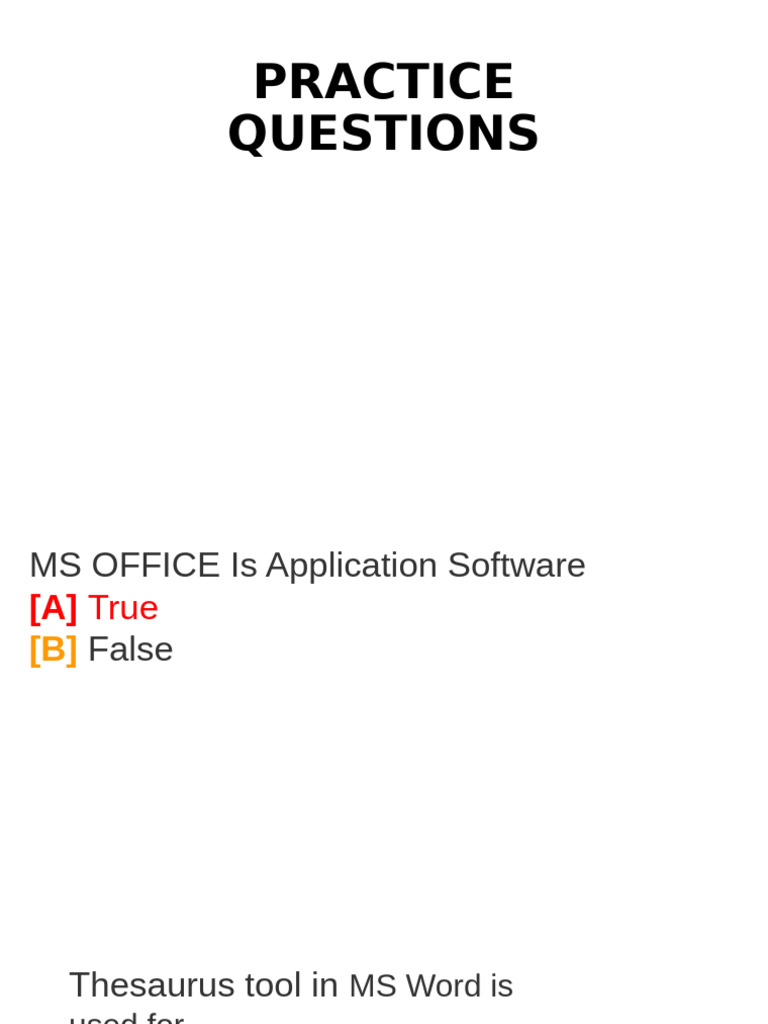 MS Word Practice Questions Guide | PDF | Microsoft Word | Typefaces