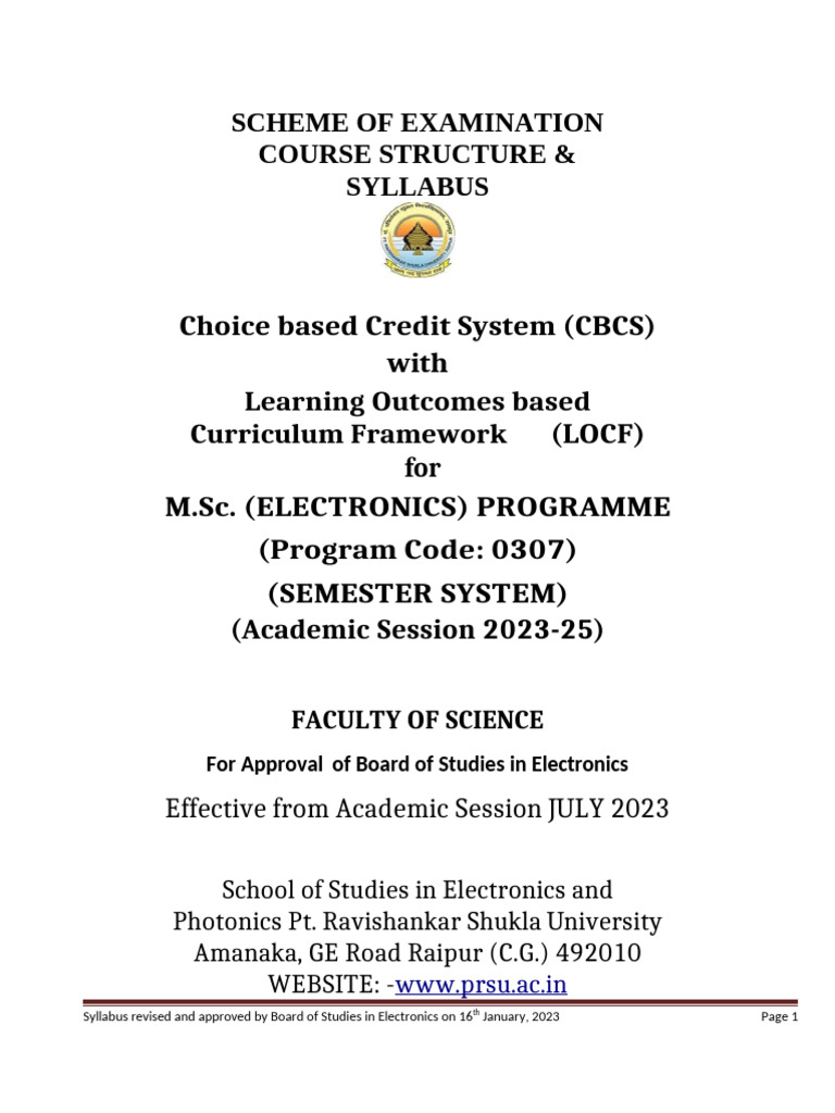 03_MSc_Syllabus_2023_2025 | PDF | Amplifier | Logic Gate