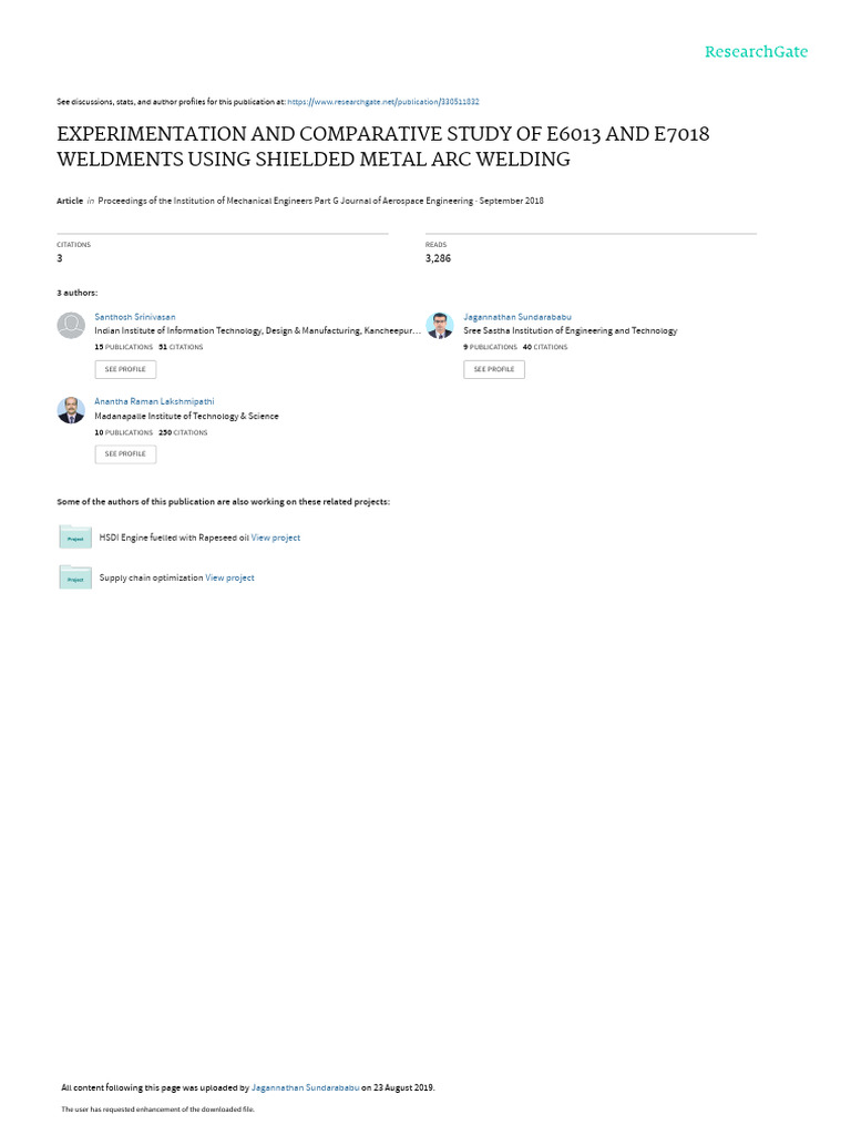 Experimentation and Comparative Study of E6013 and E7018 Weldments Using Shielded Metal Arc ...