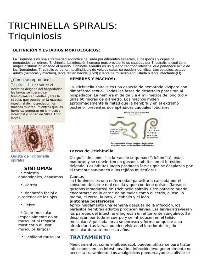 Trichinella Spiralis... | PDF | Enfermedades y trastornos ...