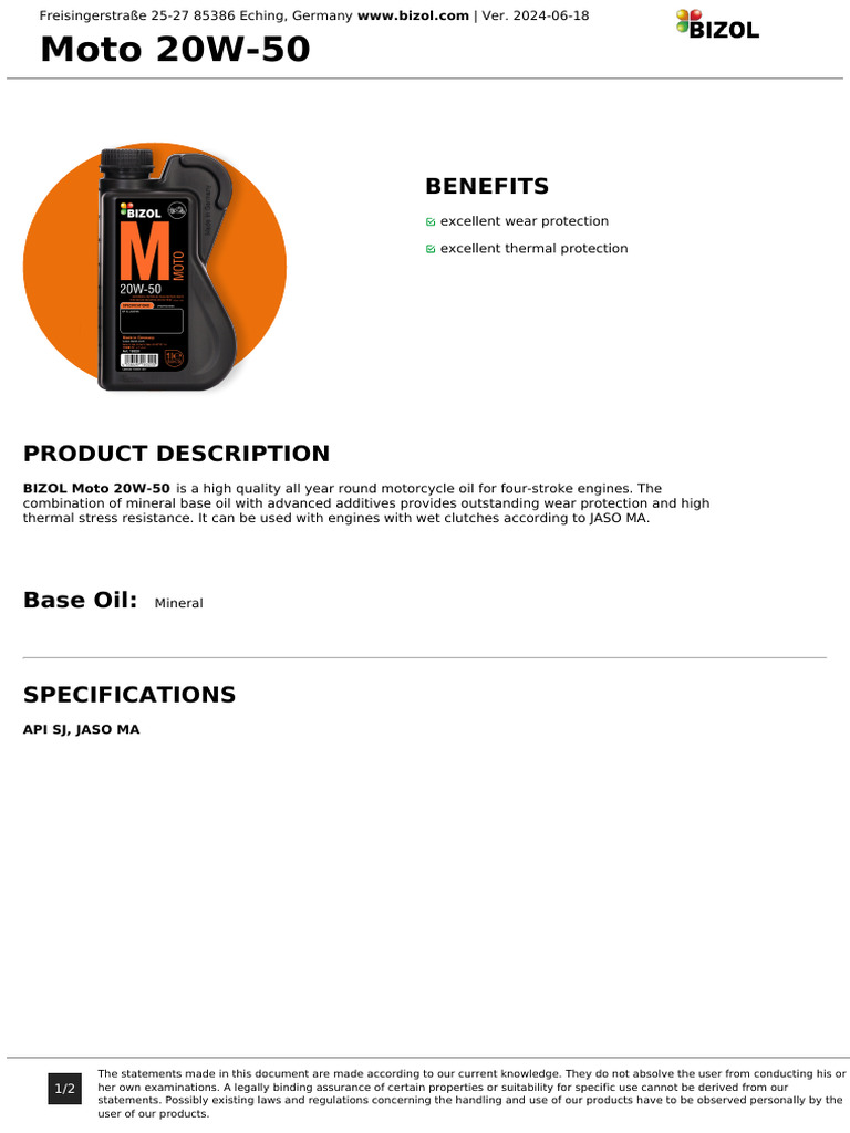Moto 20W-50-English-2024-06-18 | PDF