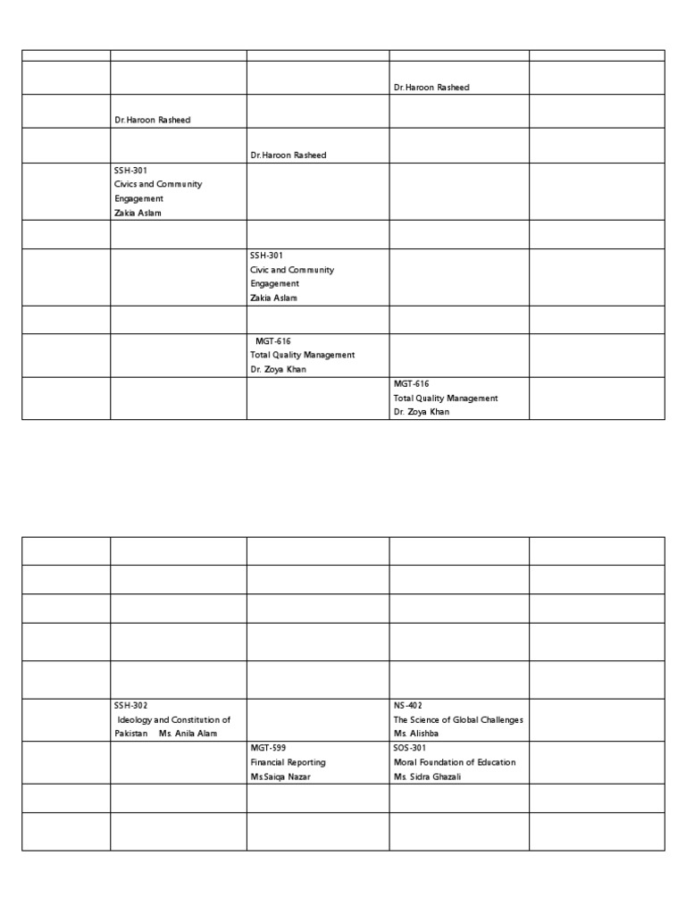 Time Table Fall 2024 | PDF | Economies | Business