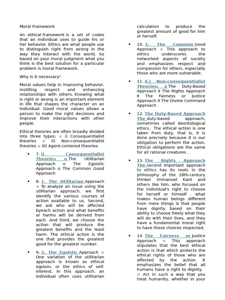 Moral Framework | PDF | Morality | Applied Philosophy