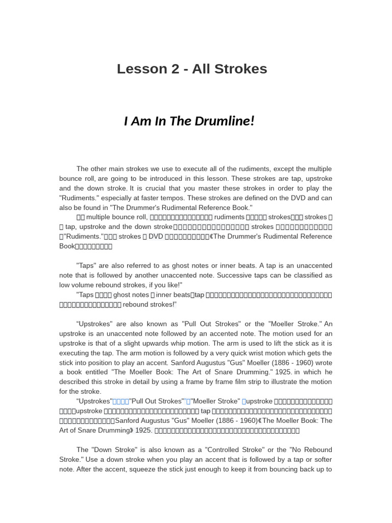 Lesson 2 - All Strokes | PDF | Musical Instruments | Rhythm And Meter